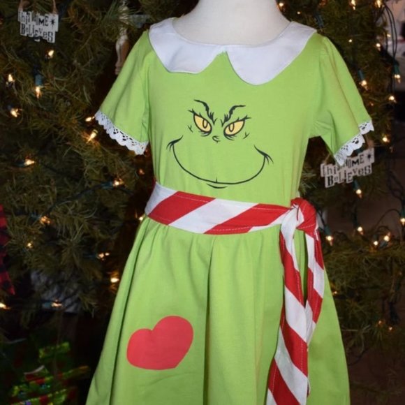Little Rubi | Dresses | New Girl Grinch Holiday Christmas Outfit Dress ...